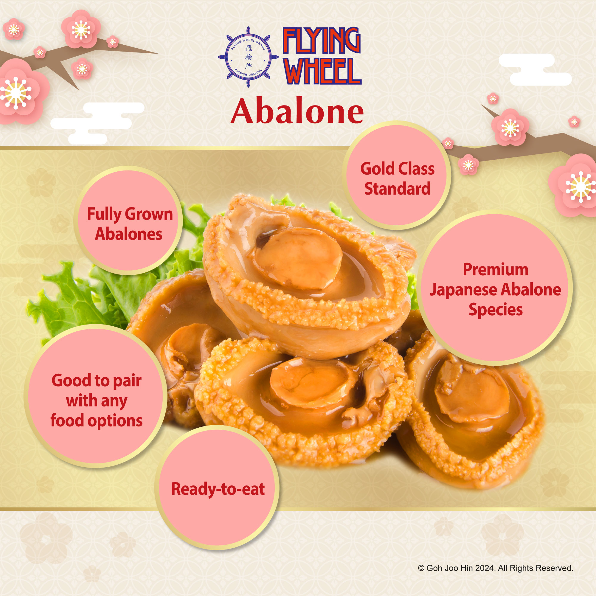 [BUNDLE] 3 x cans Flying Wheel Premium Braised Whole Abalone 170g ...