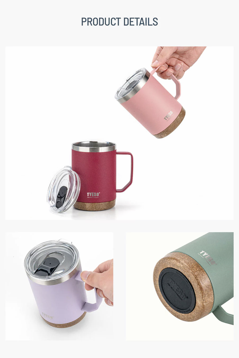TYESO Thermal Coffee Cup With Side Handle (530ml/710ml) TS-8836/TS-8837 | Shopee Singapore