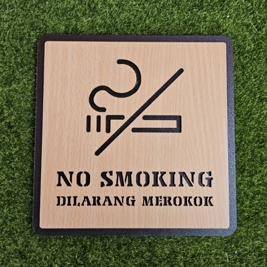 No Smoking Sign | Wooden Indoor Sign | Papan Tanda Larang Merokok ...