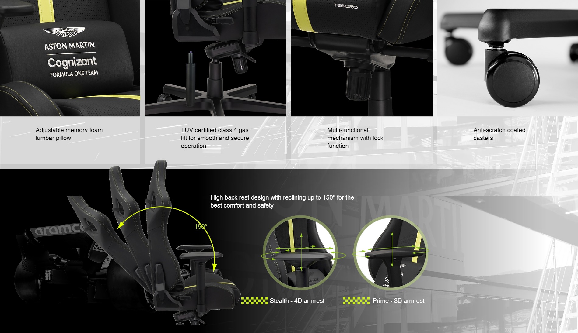 Tesoro Aston Martin F1 Team Gaming Chair - Stealth Limited Edition ...