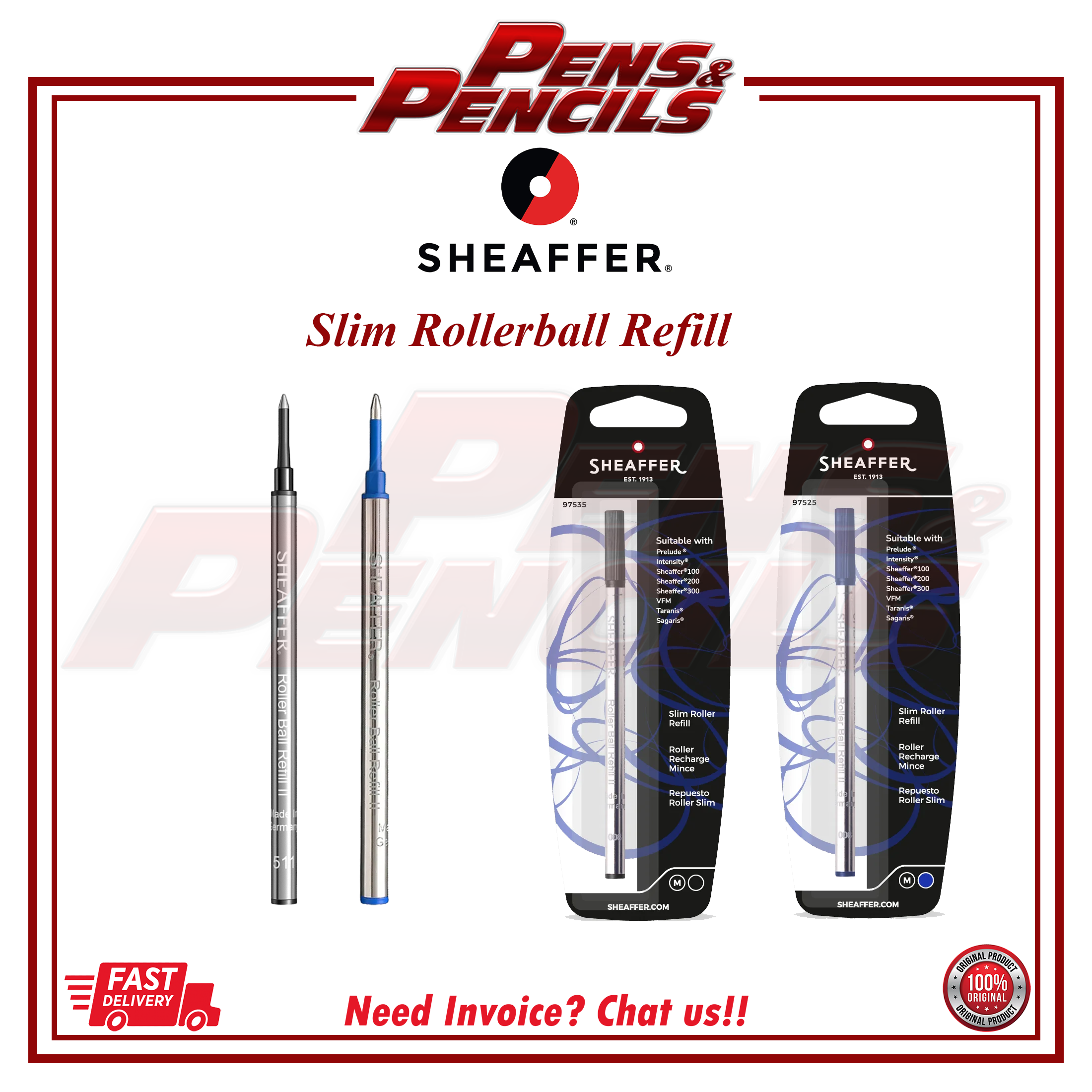 Sheaffer Refill Slim Rollerball Black Slim Roller Ball Refill / Slim ...