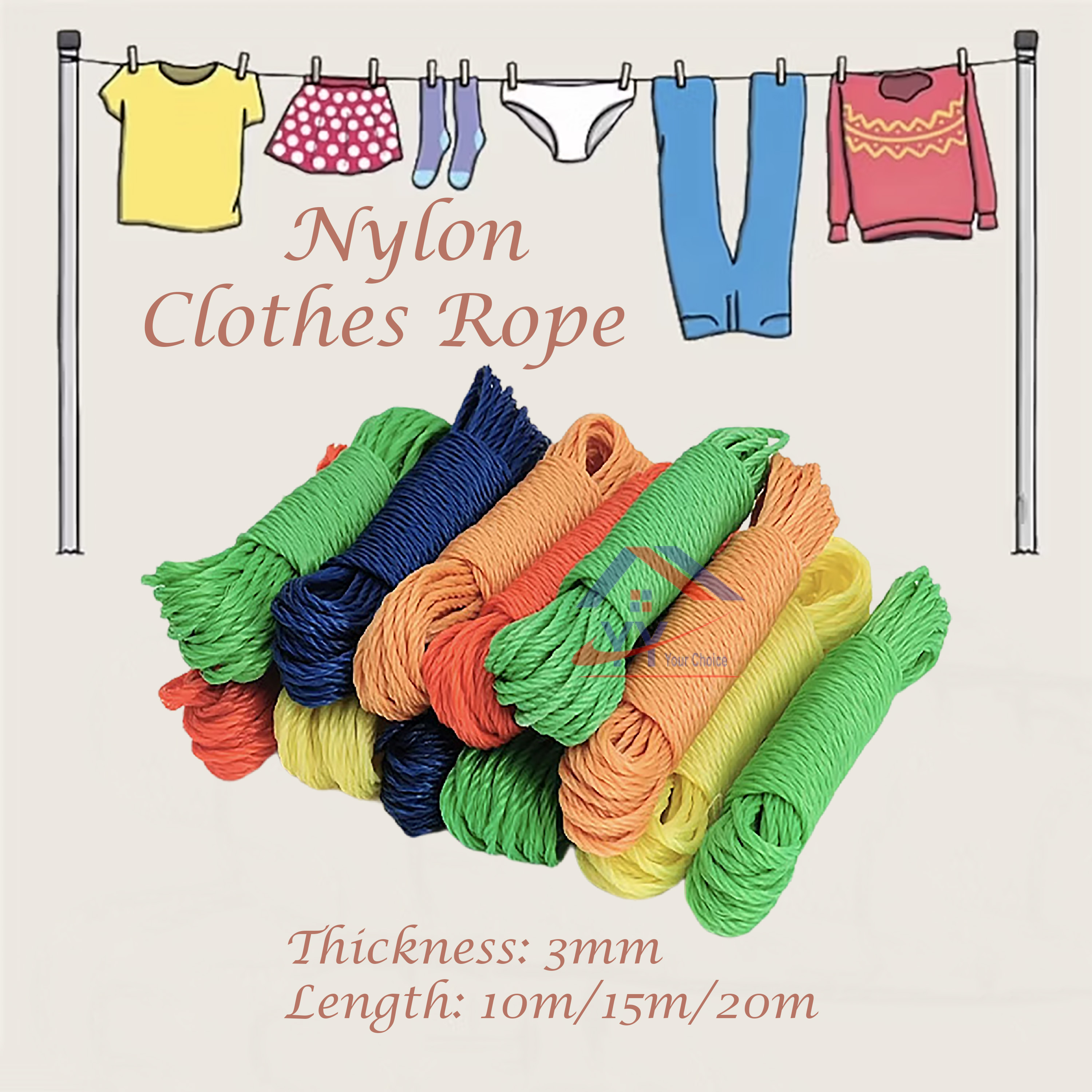 Nylon Clothes Rope Tali Ampaian Baju/Sidai Baju/Laundry Clothesline ...