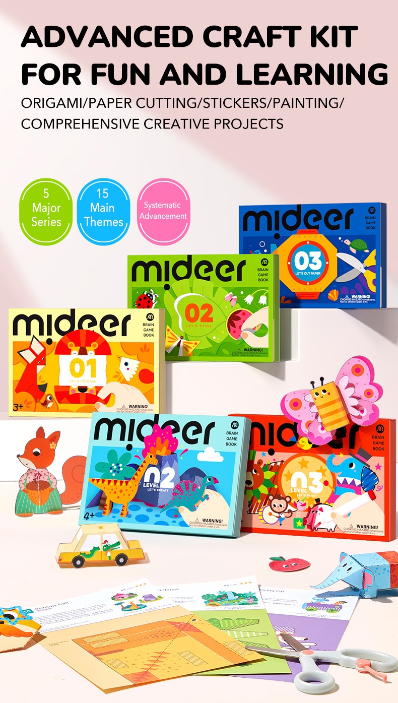 Mideer Level Up Brain Gamebook - Origami / Papercut / Sticker Book 9 ...