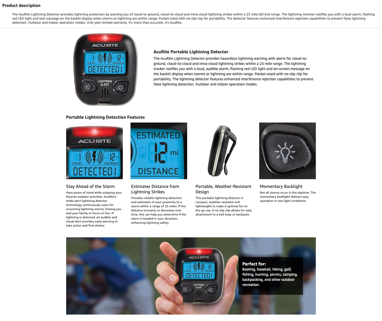 AcuRite 02020 Portable Lightning Detector | 06045M Lightning Detector ...