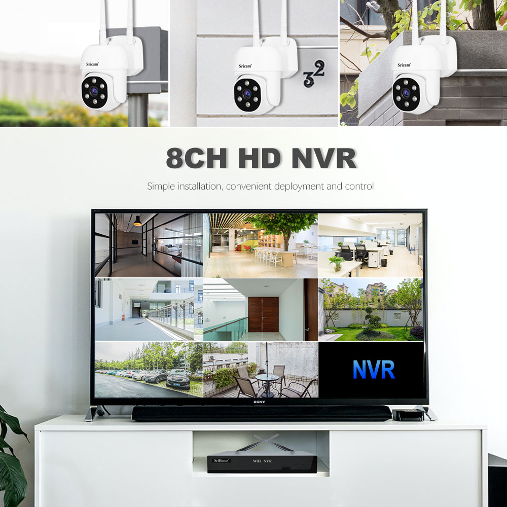 SriHome NVR WiFi Wireless Security System Set PTZ Camera WiFi Video ...