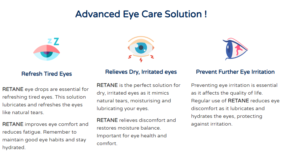 Retane Sterile Eye Drops 0.88ml x 5's / 30's ( sodium hyaluronate, SDU ...