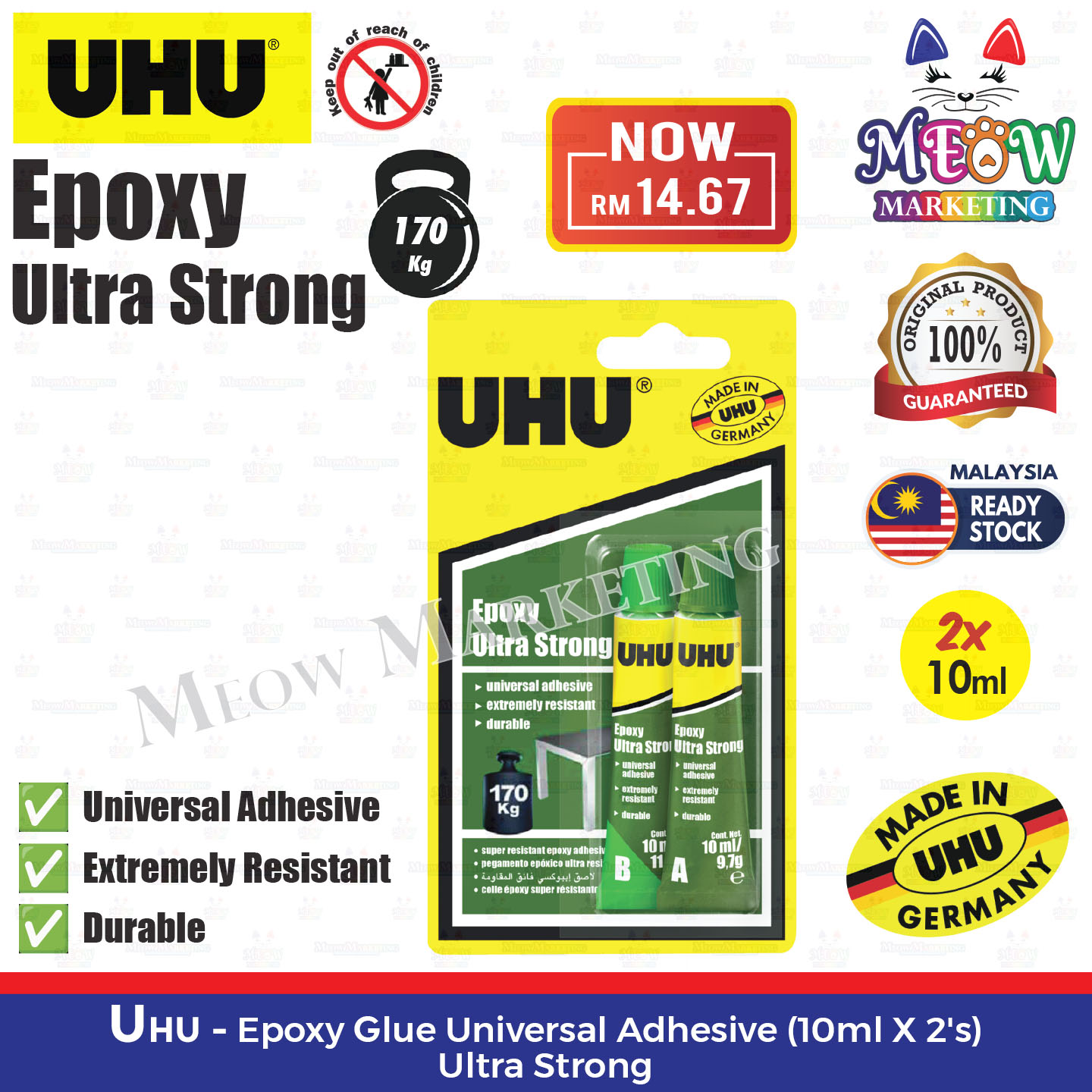 UHU Epoxy Glue - Quick Set / Ultra Strong (10ml x 2 Packs) | Shopee ...