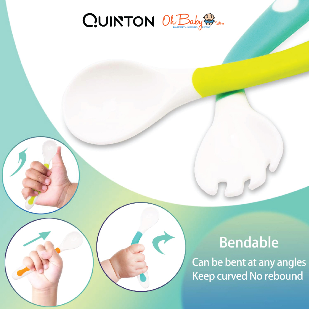 Quinton Curve Handle Spoon & Fork - Green | Shopee Singapore