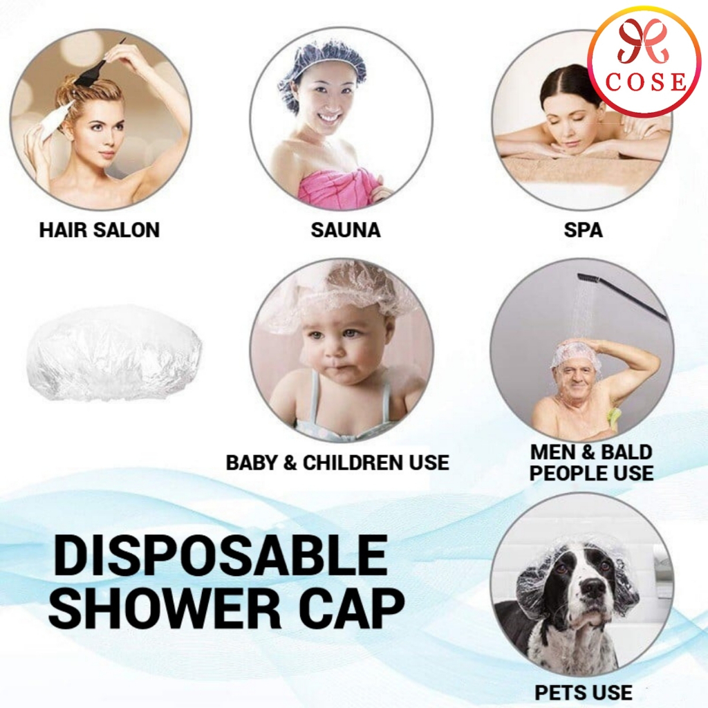 COSE 100pcs Disposable Shower Cap Non-woven Hair Net Hair Cap Premium ...