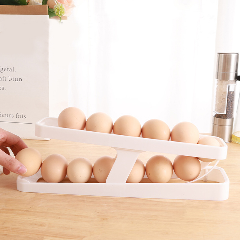 ALWAYS FRESH 》Auto Rolling Egg Tray Double Layer Eggs Storage Holder ...
