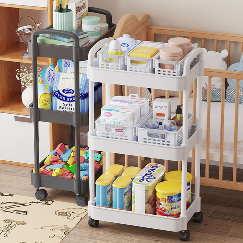 3/4/5 Tiers Trolley Storage Rack With Plastic Wheel Multifunction ...