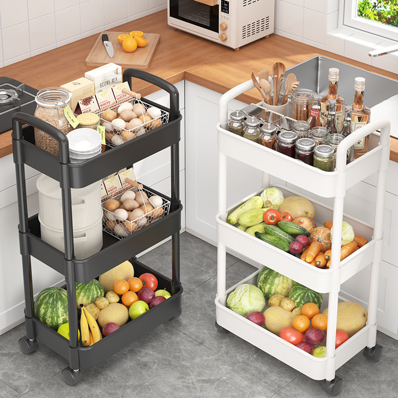3/4/5 Tiers Trolley Storage Rack With Plastic Wheel Multifunction ...