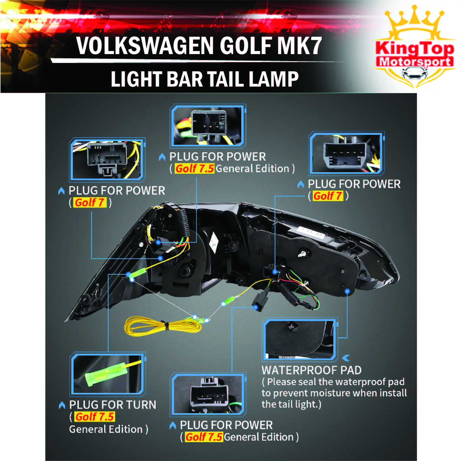 Vland Volkswagen Golf 7 MK7 MK7.5 GTI 2013 - 2018 Full Led Tail Lamp ...