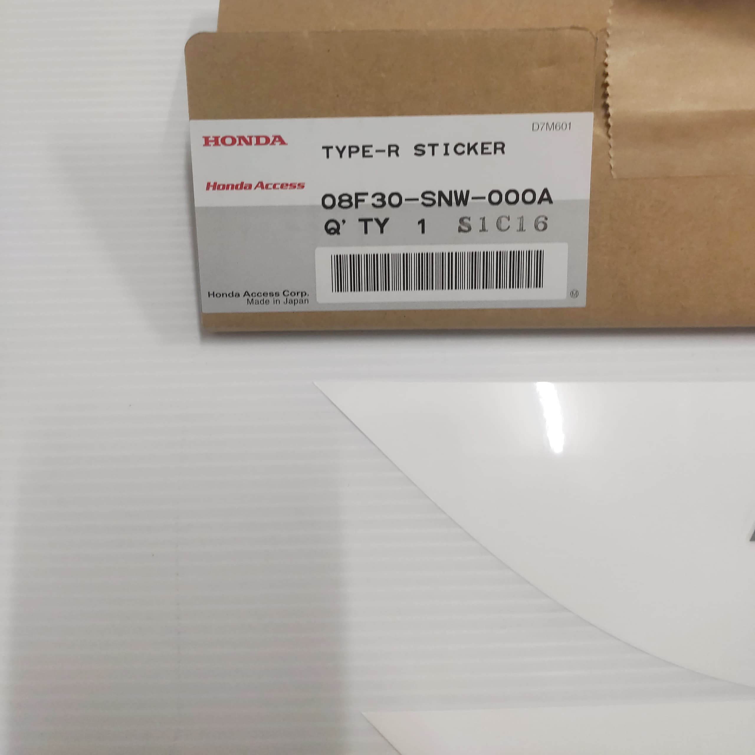 08F30-SNW-000A Honda TYPE R Sticker Civic FD2R / Civic FN2R / Civic FK8 ...