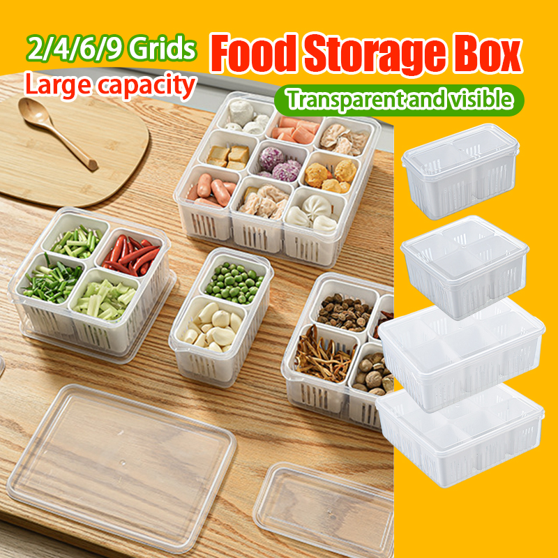 6 Grids Refrigerator Food Vegetable Fruit Storage Box Bekas Bawang ...
