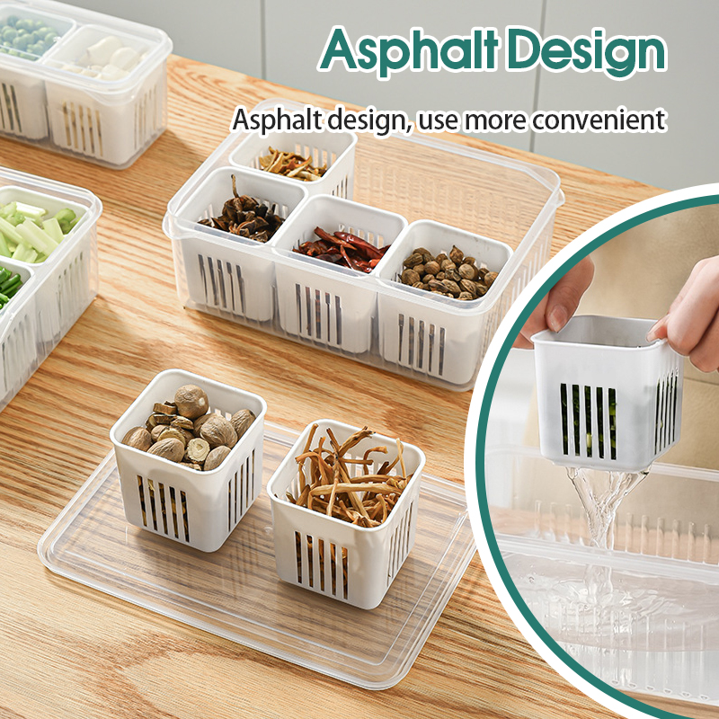 6 Grids Refrigerator Food Vegetable Fruit Storage Box Bekas Bawang ...