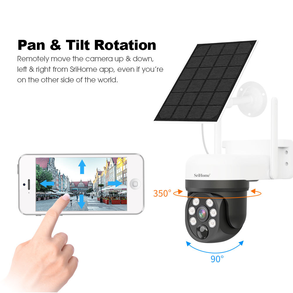 4MP Solar CCTV Security Camera – SriHome DH006 2K WiFi Wireless Outdoor ...