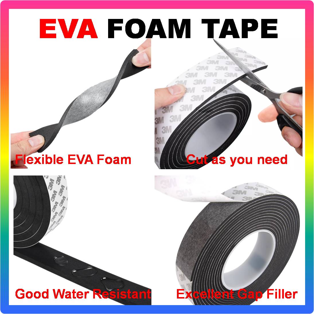 EVA Foam Single Sided Tape High Quality Sponge Tape Strong Heavy Duty ...