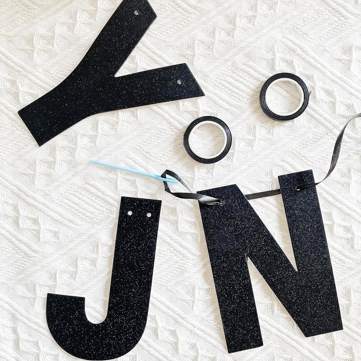 Customize Banner Black Alphabet Letter DIY Glitter Customise Banner ...