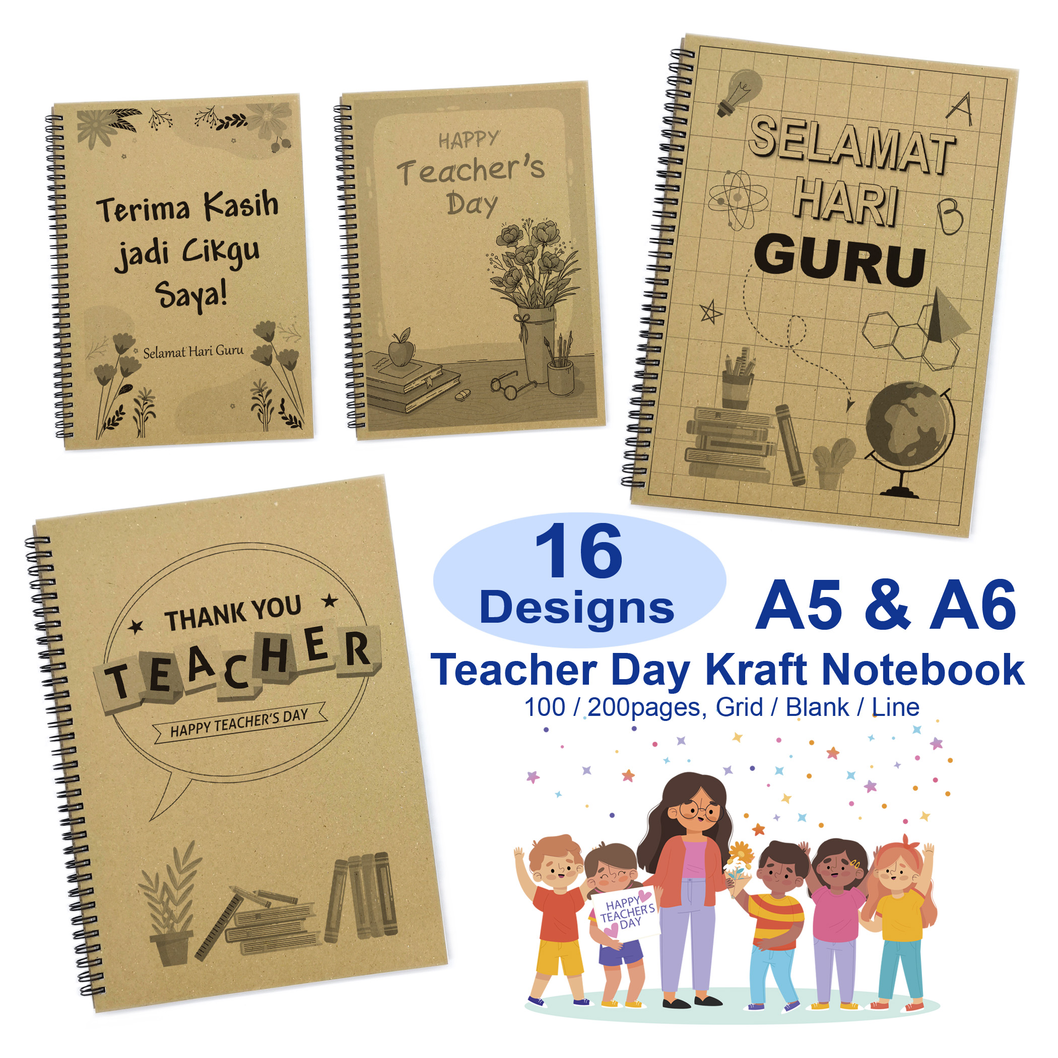 Teacher's Day Notebook Buku Nota Terima Kasih Cikgu Hadiah Hari Guru ...