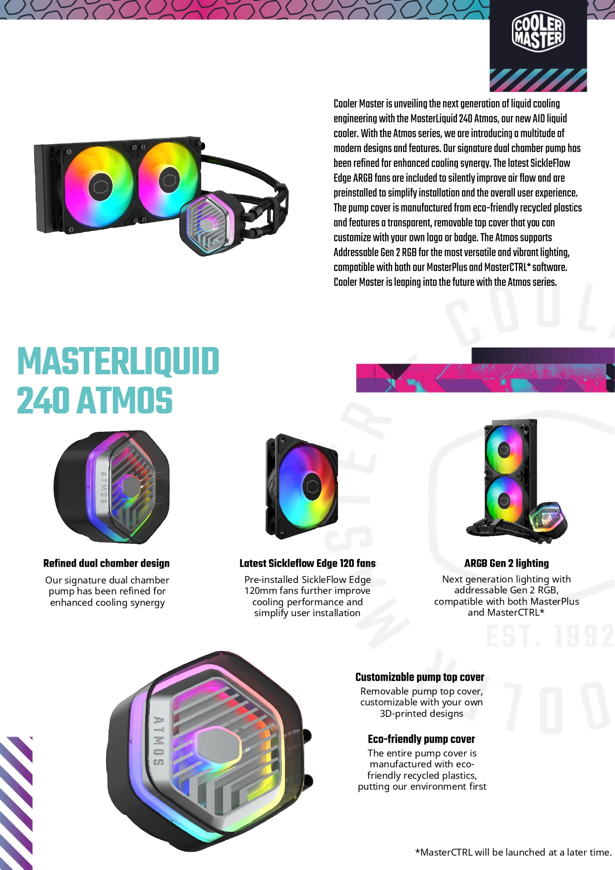Cooler Master Masterliquid 240/360 Atmos/ML240R RGB Aio CPU Liquid ...