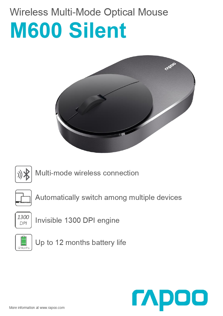 RAPOO M600 Silent Multi-Mode Wireless Mouse - White/Rose Gold/Black | Shopee Singapore