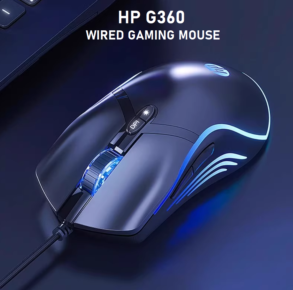 HP G360 4800 DPI WIRED USB GAMING MOUSE WITH RGB LIGHT, 7 BUTTONS, 6 ...