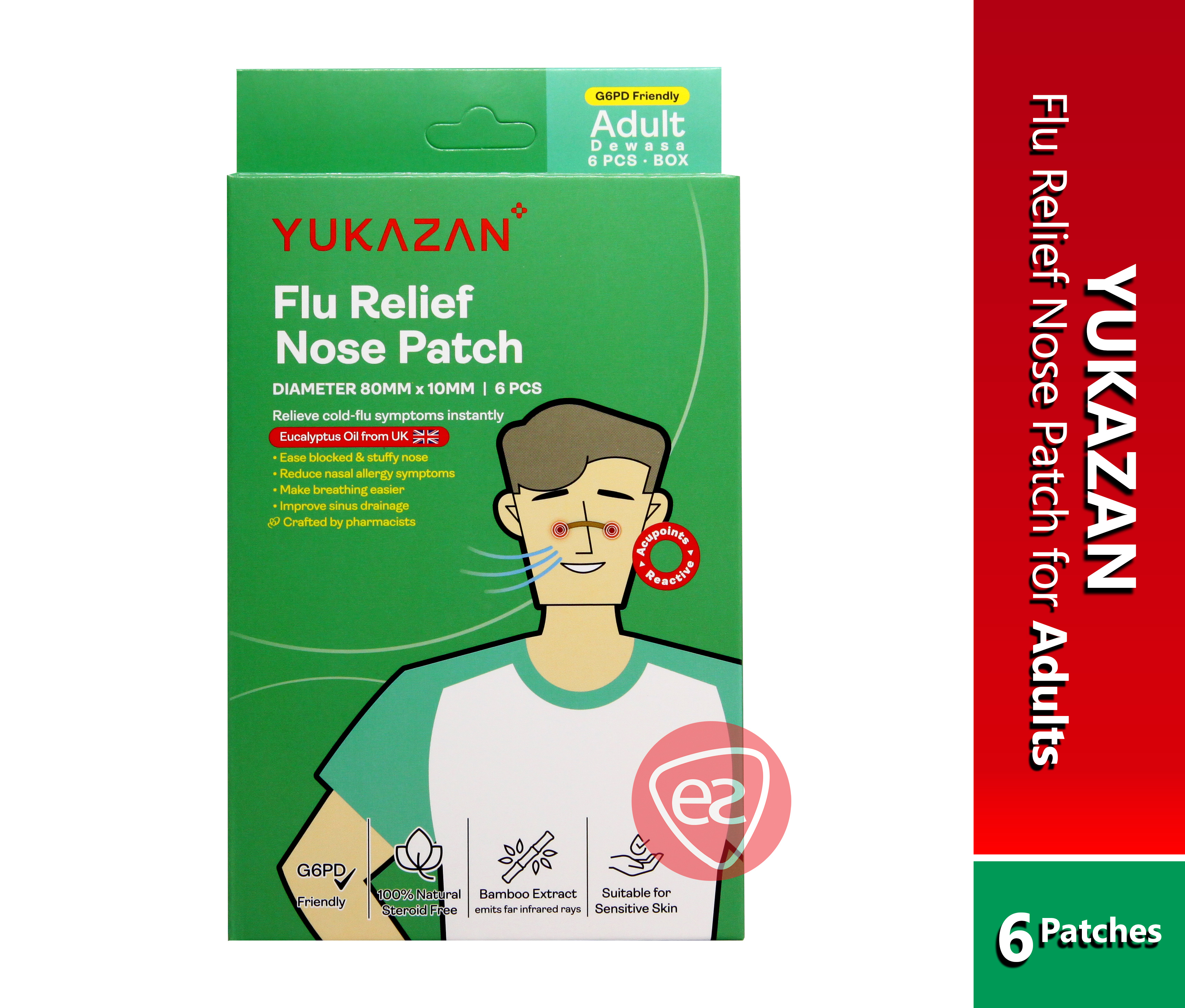 Yukazan Flu Relief Nose Patch (Adult / Children) 6 pcs | Shopee Singapore