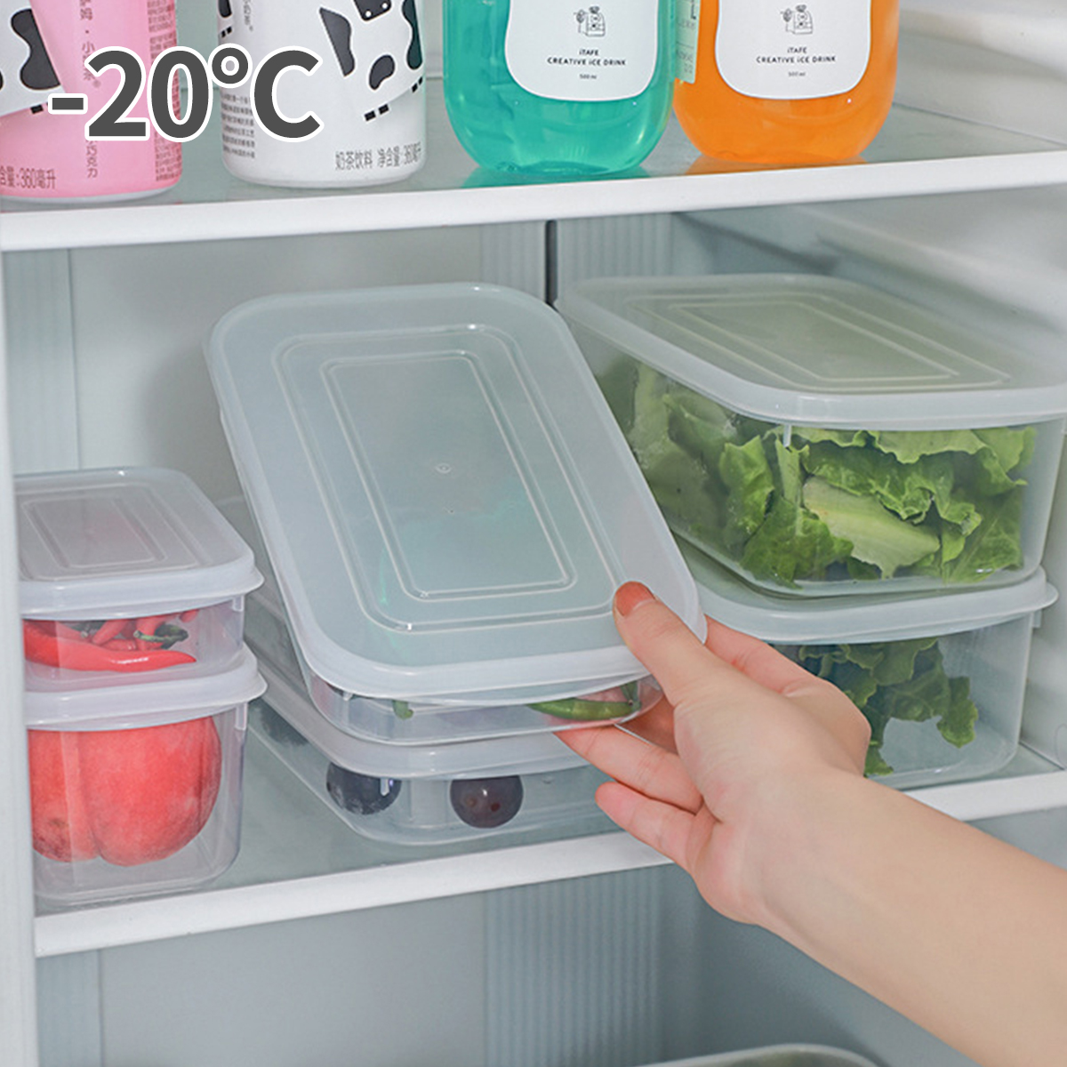 Container Food Storage Bekas peti sejuk bekas plastik bertutup freezer ...