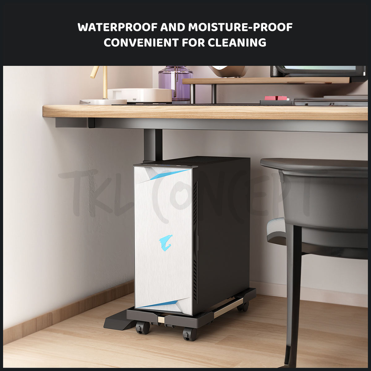 【TKL】Adjustable CPU Stand Wheel Roda 360 Rotating PC Tray Desktop Rack ...