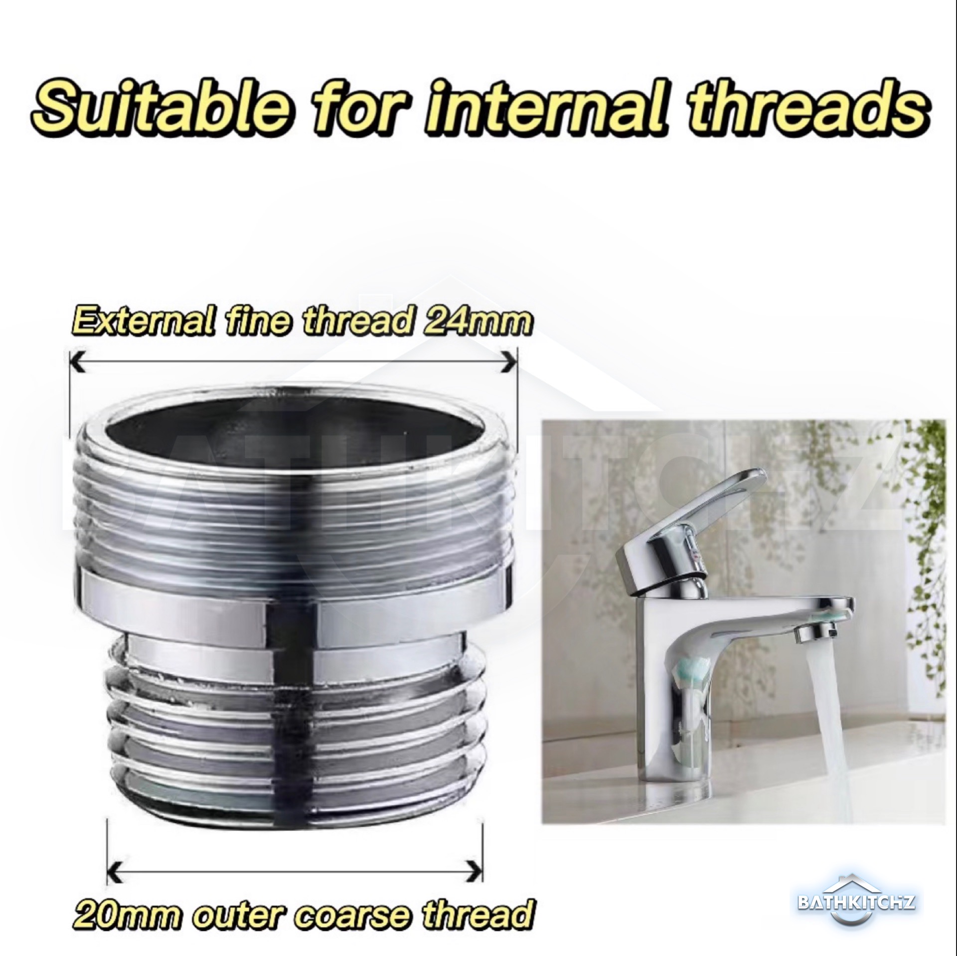 BATHKITCHZ Universal Faucet Adapter Tap Faucet Connector Hose Pipe ...