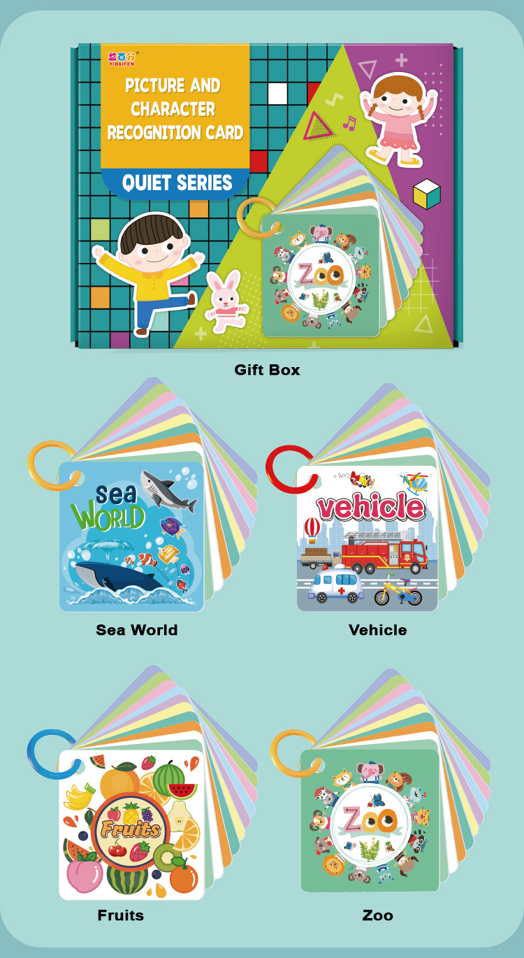 EZYLITTLES DIY 4in1 Matching Busy Book Quiet Flash Card Cognitive ...