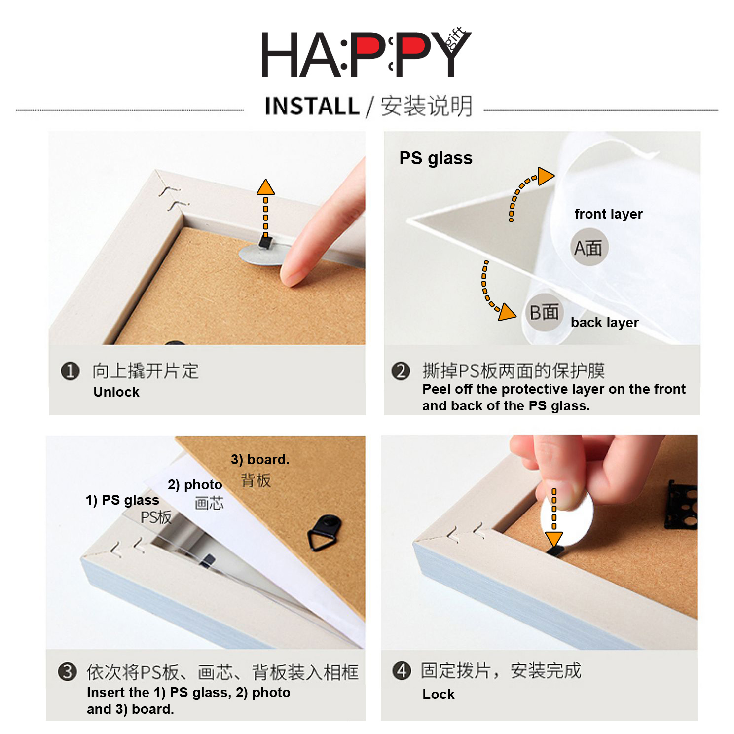 2 in 1 photo frame 4R,5R,6R,A4 Modern Design Photo Frame bingkai foto ...