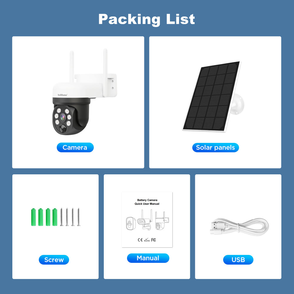 4MP Solar CCTV Security Camera – SriHome DH006 2K WiFi Wireless Outdoor ...