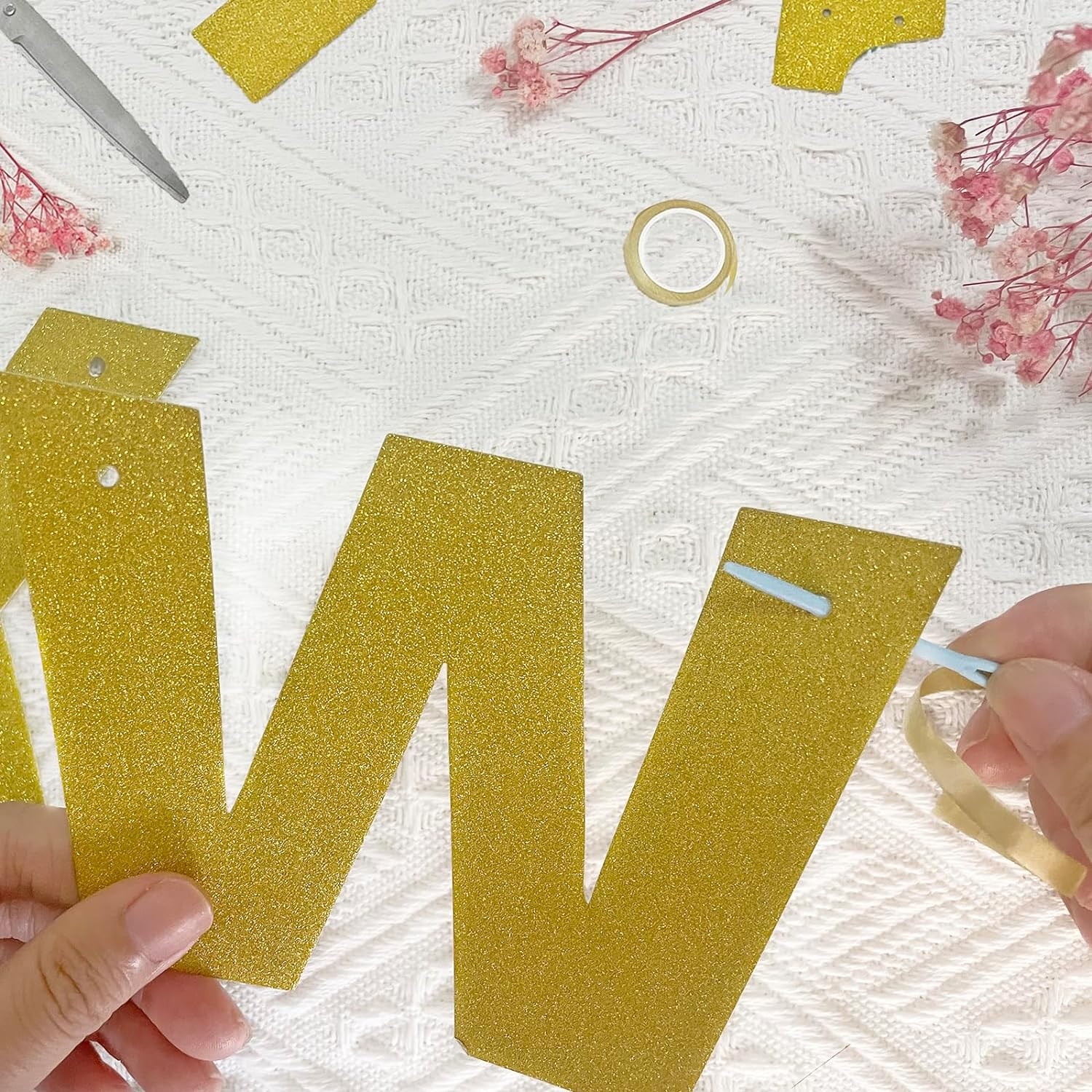 Customize Banner Gold Alphabet Letter DIY Glitter Banner Name Phrase ...