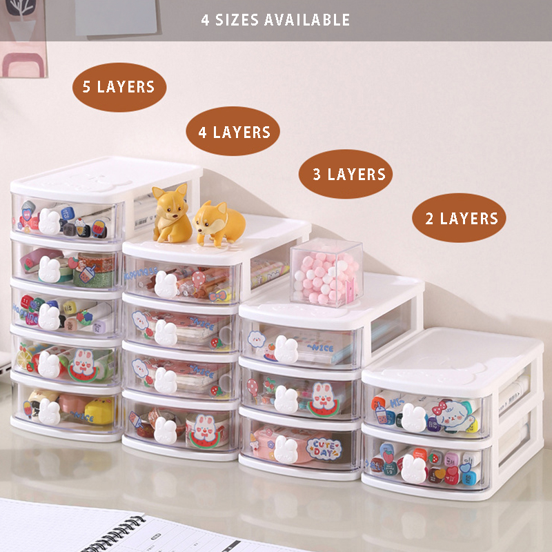 2 / 3 / 4 / 5 LAYERS 》 Transparent Mini Drawer Storage Box Desktop Home ...
