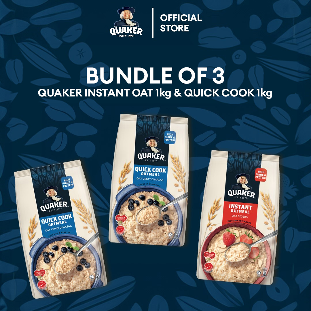 [Bundle of 3] Quaker Instant Oat 1kg & Quick Cook 1kg | Shopee Singapore