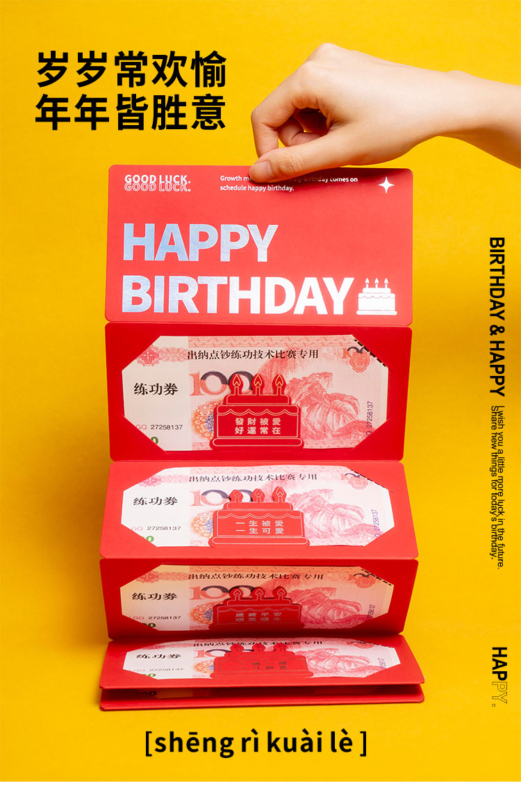 Creative Happy Birthday 6 Slots Foldable Large Red Packet Angpao ...
