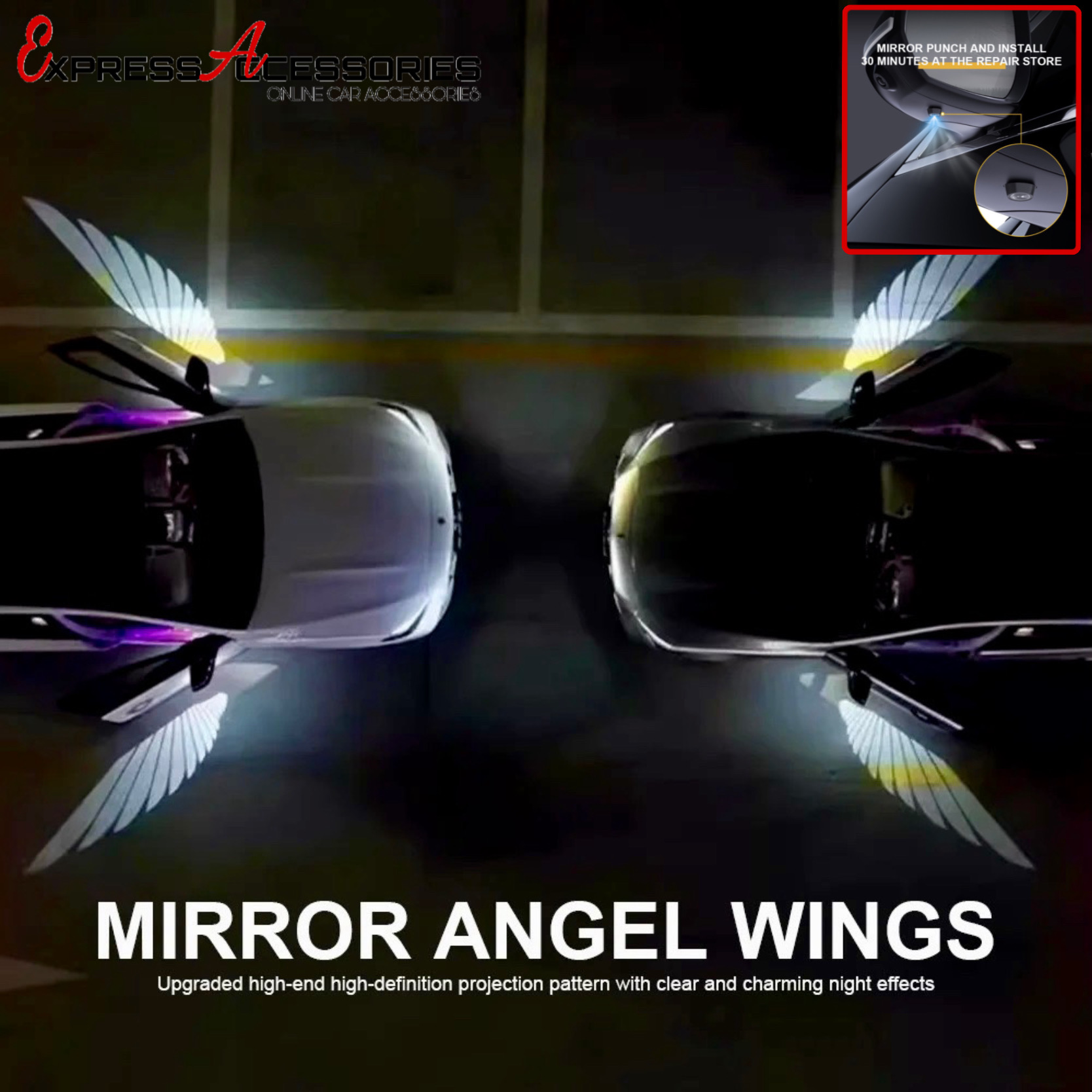 (NEW) Car Angel WingS Welcome Light Side Mirror Angle Wing Door Opening ...