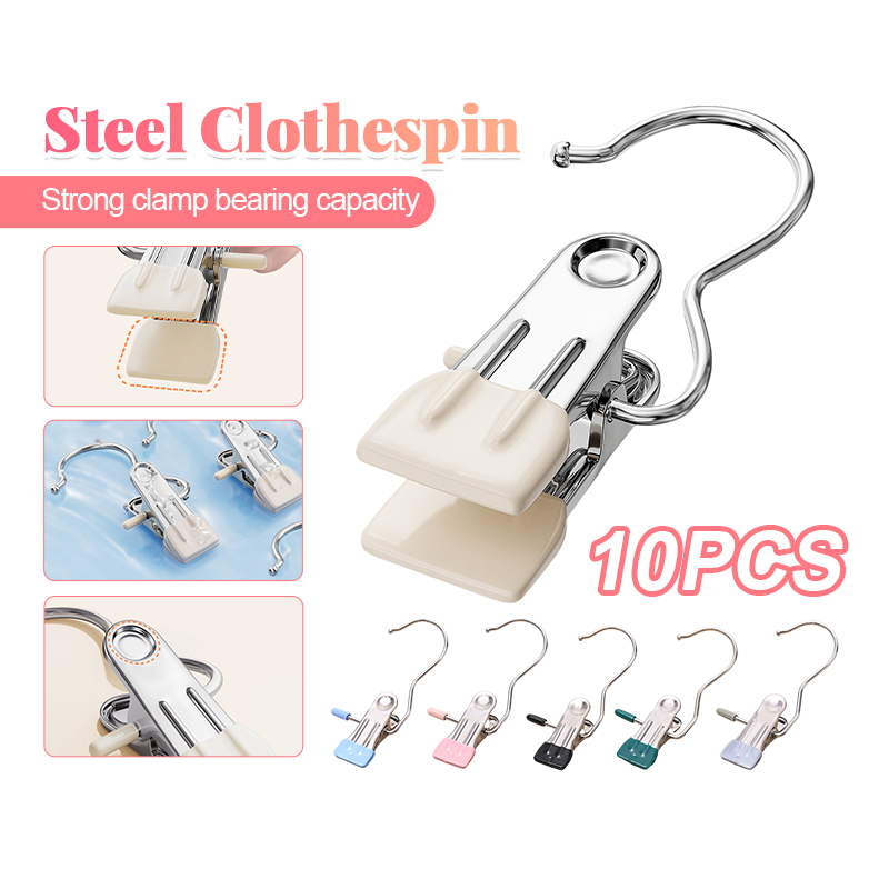 10Pcs Clip Hanger Anti-Rust Clip Space-Saving Hanger Clothespin Hat ...