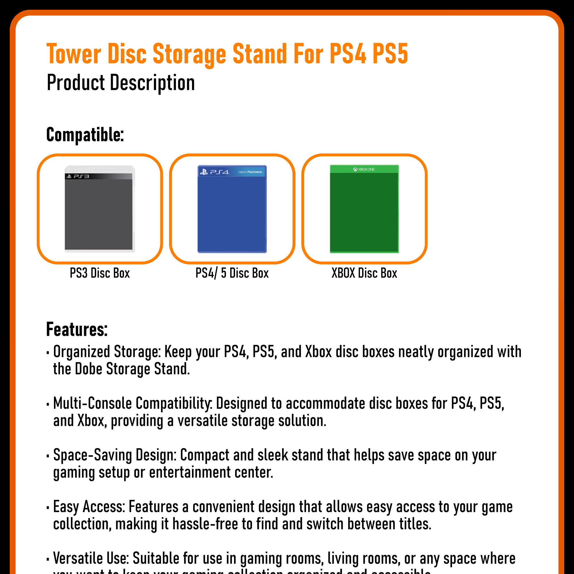 DOBE PS5 PS4 Xbox Storage Stand 12/18/36 Slots Game Storage Tower Game ...