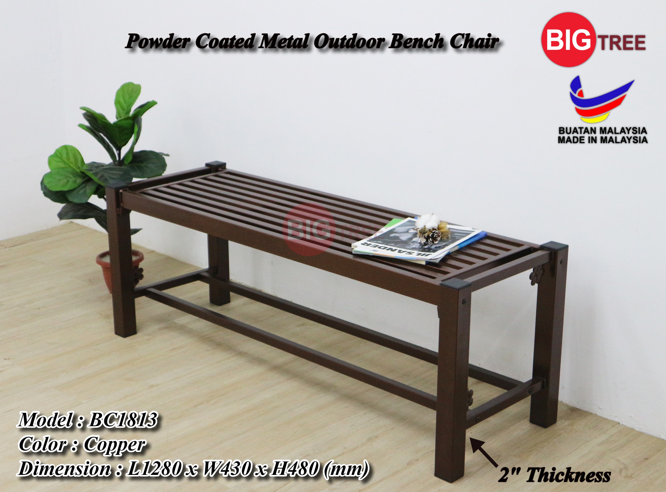 Big Tree Powder Coated Metal Outdoor Bench Chair / Metal Garden Bench ...
