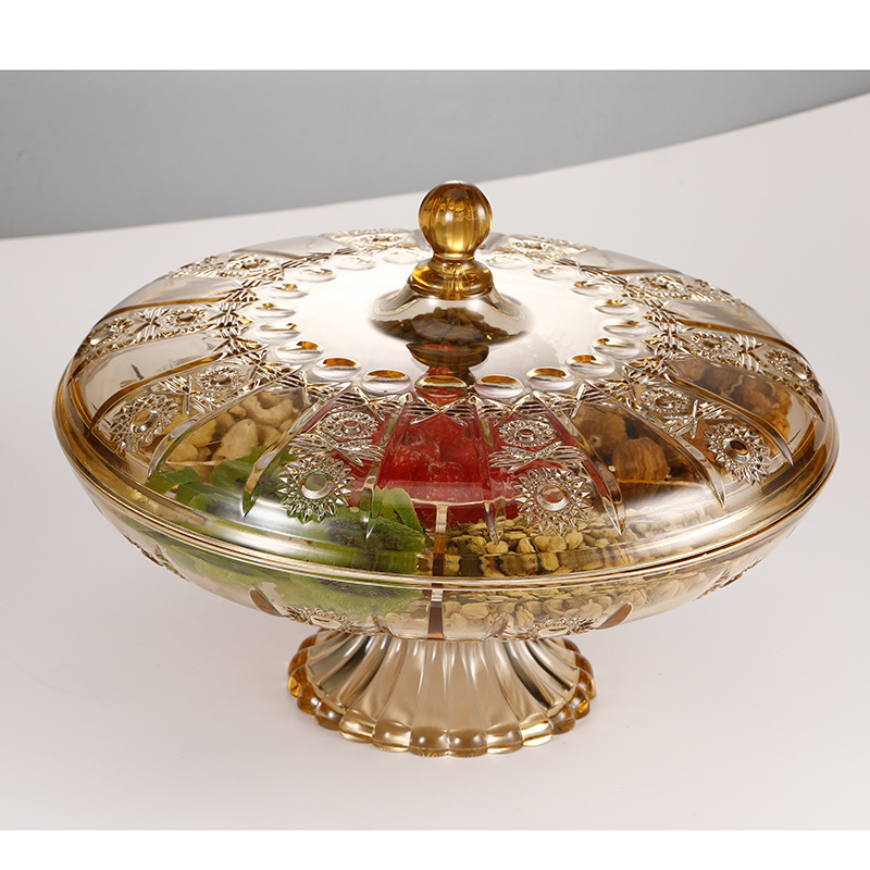 Round Candy Snack Tray with Lid Fruit Picnic Food Dishes Pastry Box ...