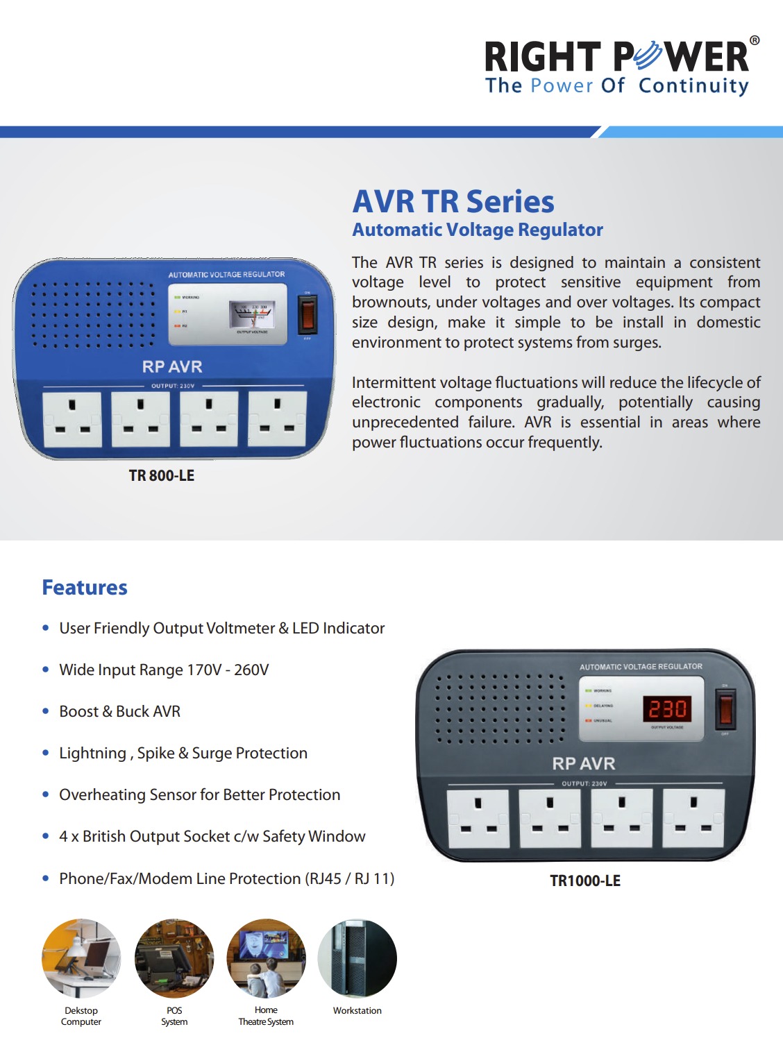 RIGHT POWER TR800-LE / TR1000-LE 800VA 1000VA Automatic Voltage ...