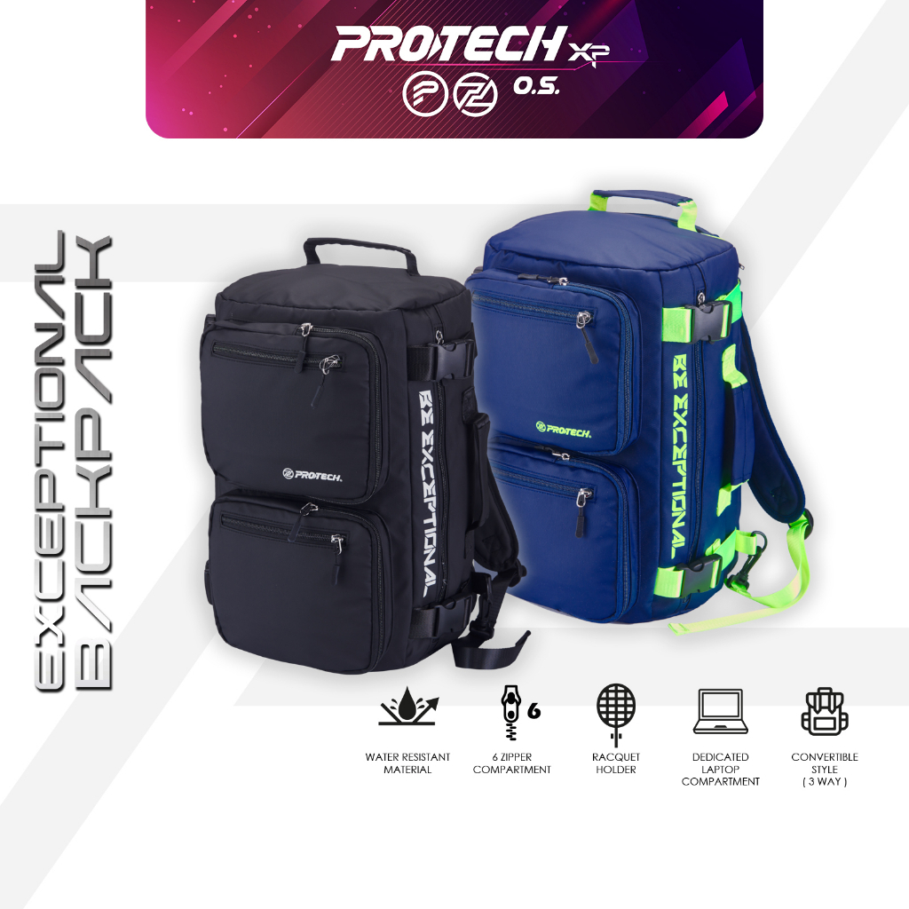 PROTECH - EXCEPTIONAL BACKPACK with Shoes Compartment [Badminton Racket Bag] [Badminton Backpack ...