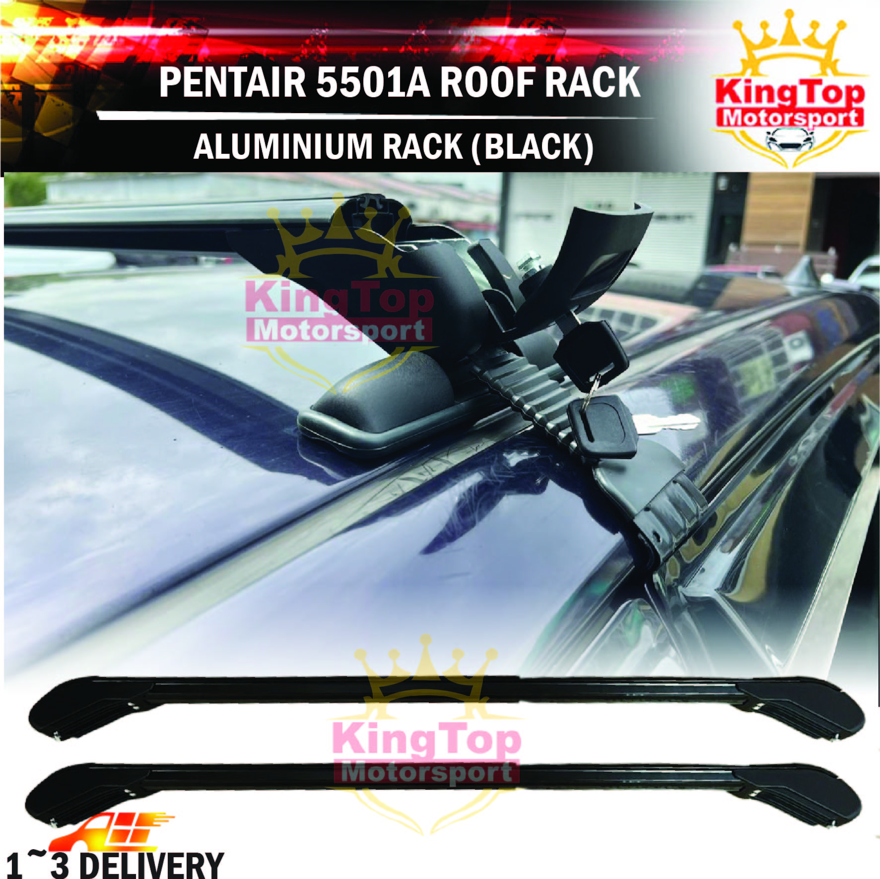 PENTAIR UNIVERSAL CAR ROOF RACK LUGGAGE WITH KEY LOCK (5501A) 90CM ...