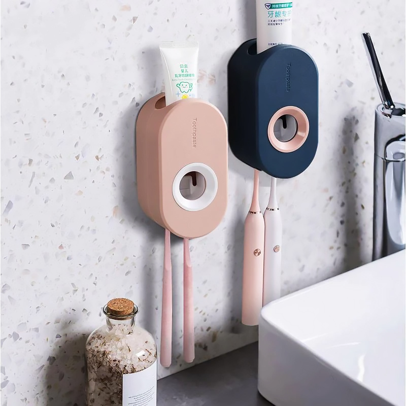 2 IN 1 Wall Mounted Automatic Toothpaste Squeezer Push Dispenser ...