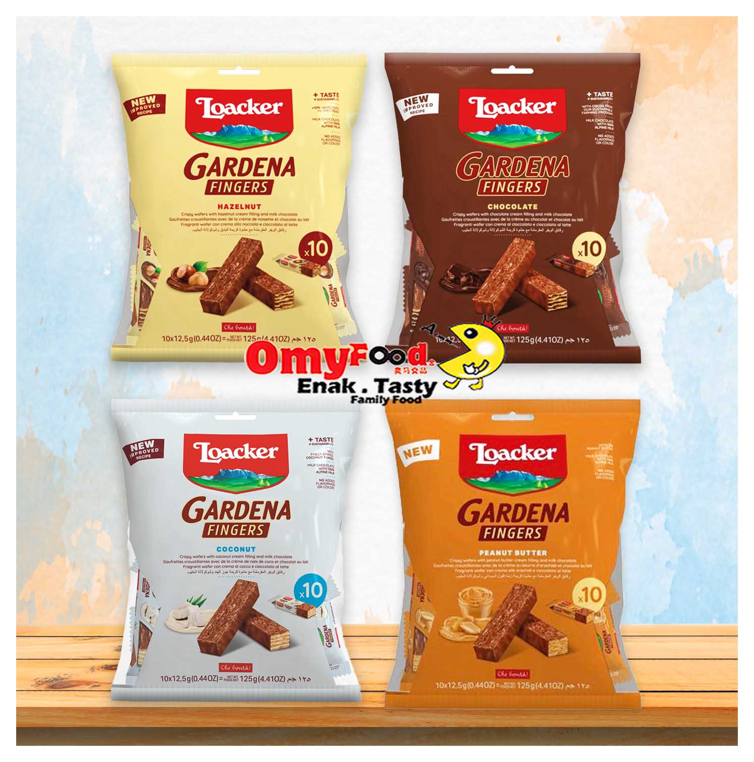 12.5g x 10pcs (125g) Loacker Gardena Fingers Crispy Wafers [Hazelnut ...