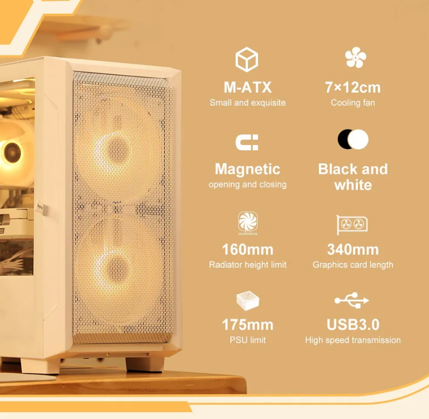 Segotep GREMLIN 1 BLACK / WHITE - M-ATX Tempered Glass Gaming Casing ...