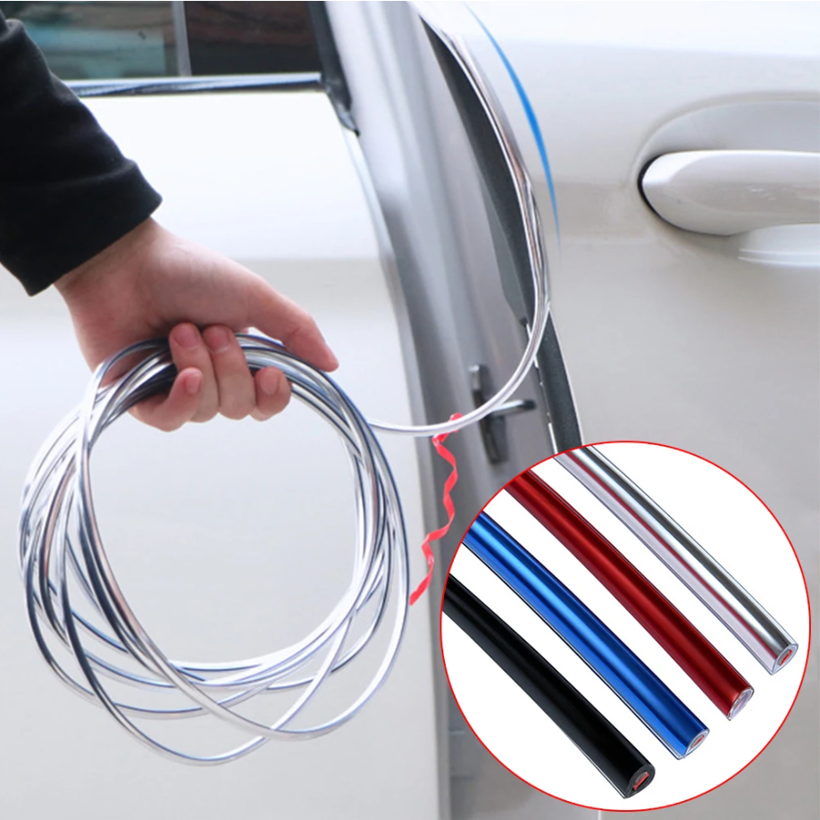 (5Meter) Car Door Edge Chrome Lining Side Moulding Rubber Strip Guard ...